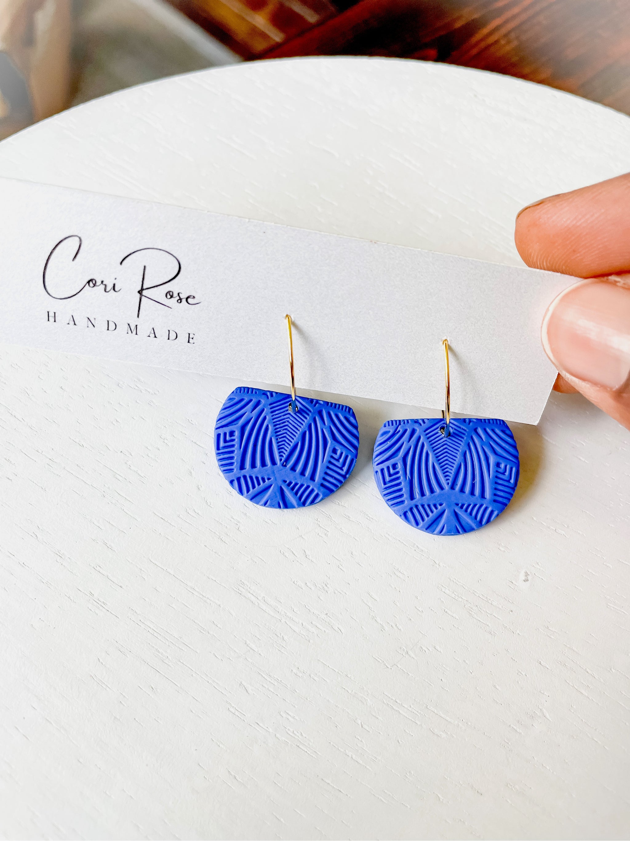 Blue Textured Hoops – Cori Rose Handmade